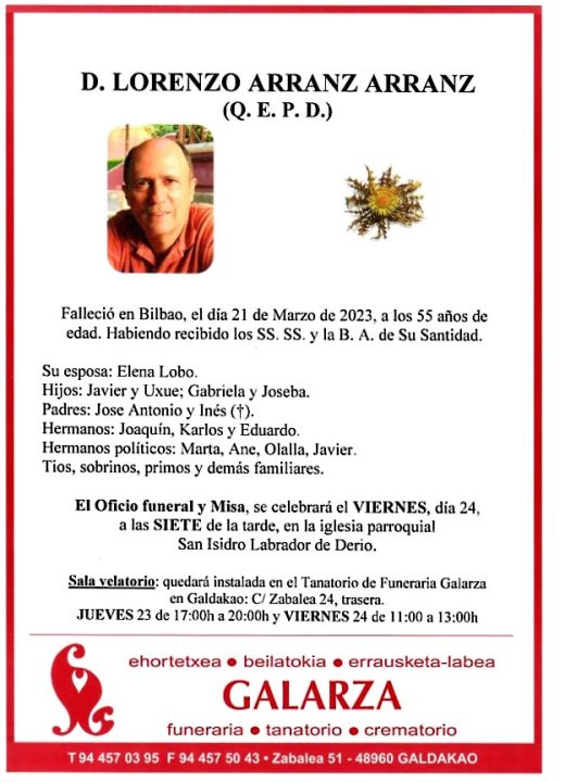 LORENZO ARRANZ ARRANZ – Funeraria Galarza